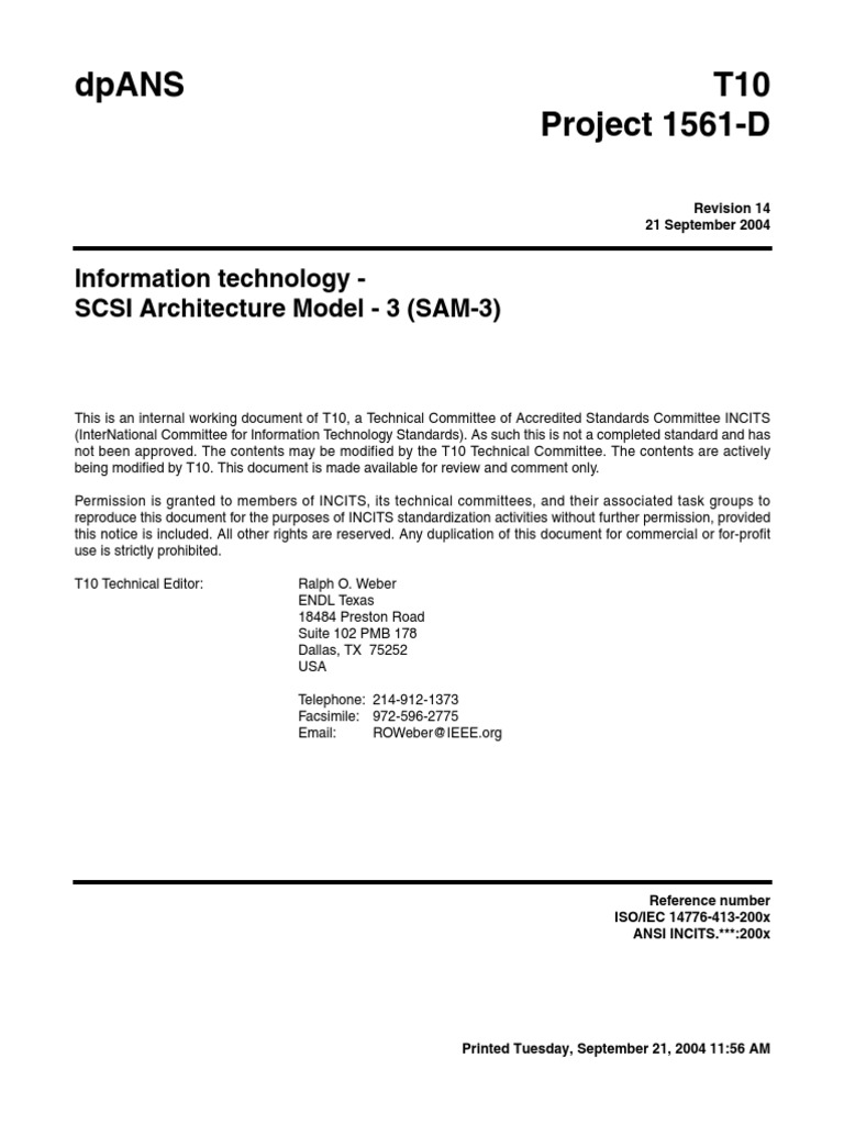 Scsi Architecture Model 3 Pdf Standardization Client Server Model