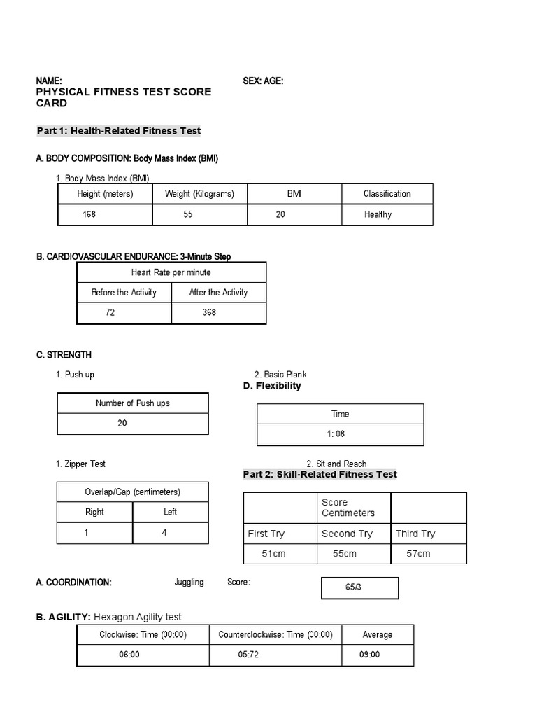 Deped PFT Score Card PDF Free | PDF