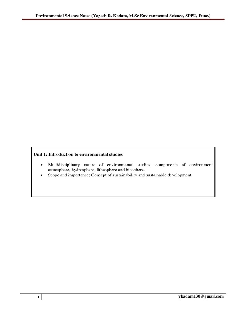 Unit 1 Introduction To Environmental Studies | PDF | Troposphere ...