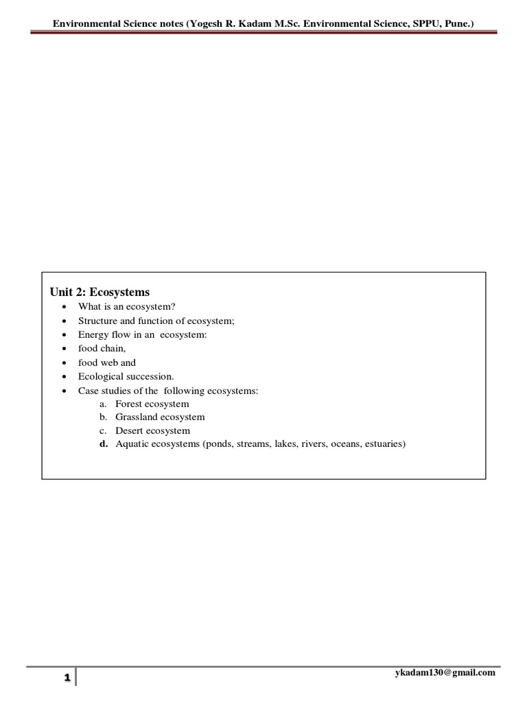 Unit 2: Ecosystems: Environmental Science Notes (Yogesh R. Kadam M.Sc ...
