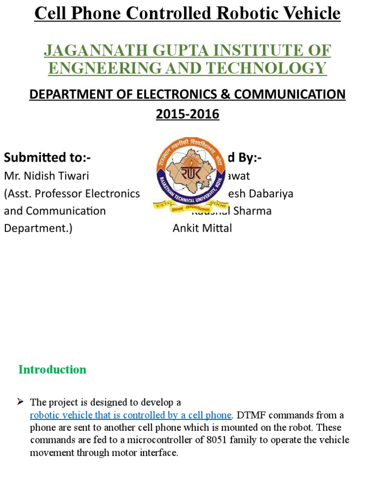 Cell Phone Controlled Robotic Vehicle | PDF