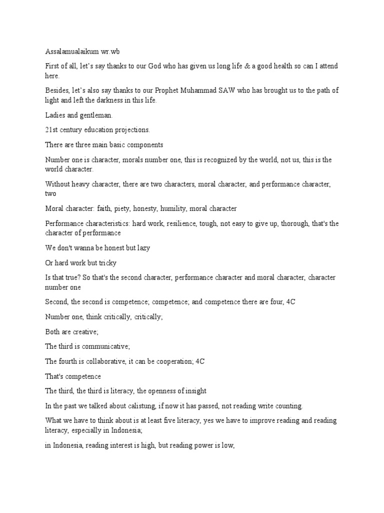 Script of Speech Public Speaking | PDF | Literacy