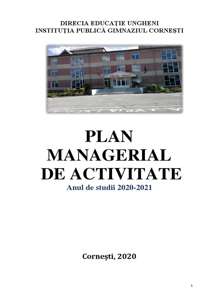 Plan Managerial de Activitate 2020 2021 | PDF