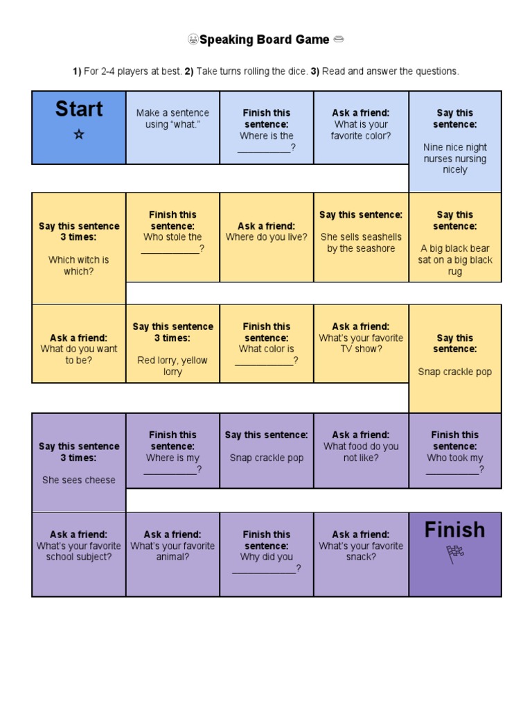 Speaking Board Game Boardgames Fun Activities Games - 142370 | PDF ...