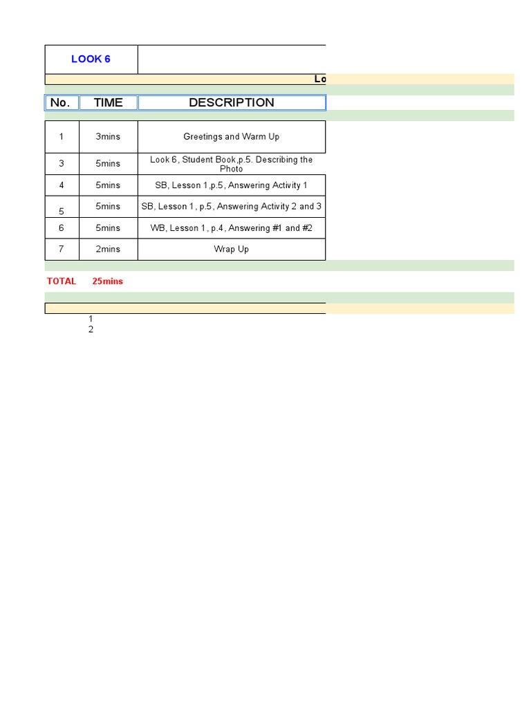 Lesson Plan for Look and Remember 1 | PDF | Career & Growth | Language ...