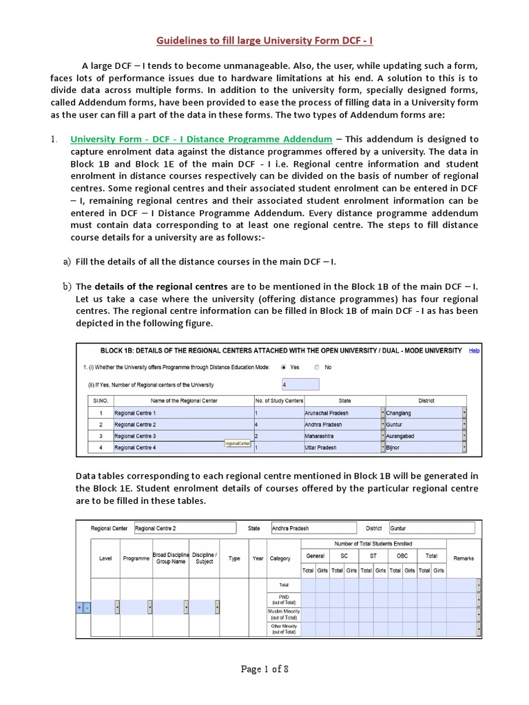 Guidelines To Fill Large DCF-I | PDF | Microsoft Excel | Information ...
