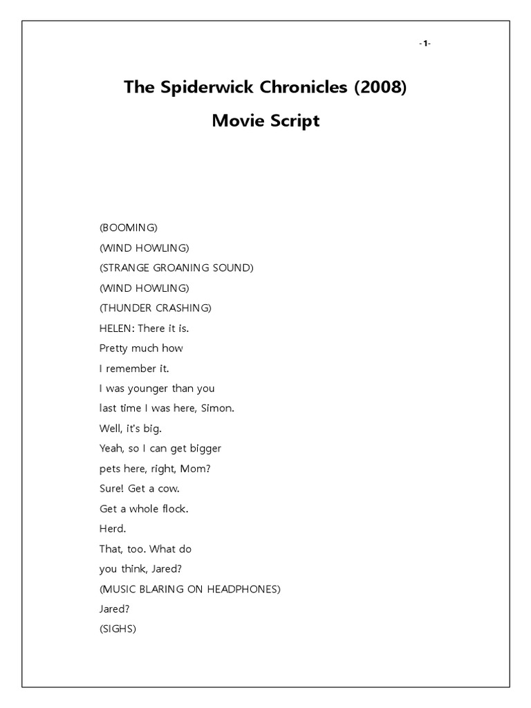 The Spiderwick Chronicles Movie Script | PDF