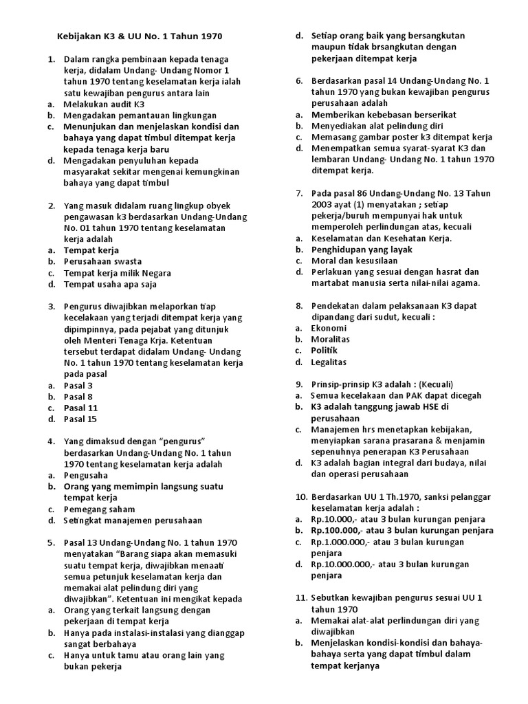Soal Pre Test - Post Test | PDF