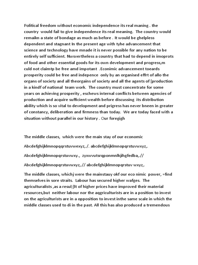 Political Freedom Without Economic Independence Its Real Maning | PDF ...