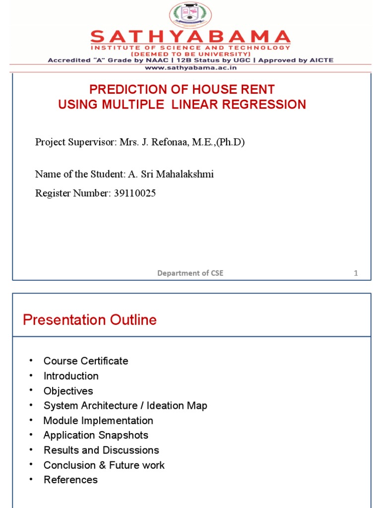 Prediction of House Rent Using Multiple Linear Regression | PDF