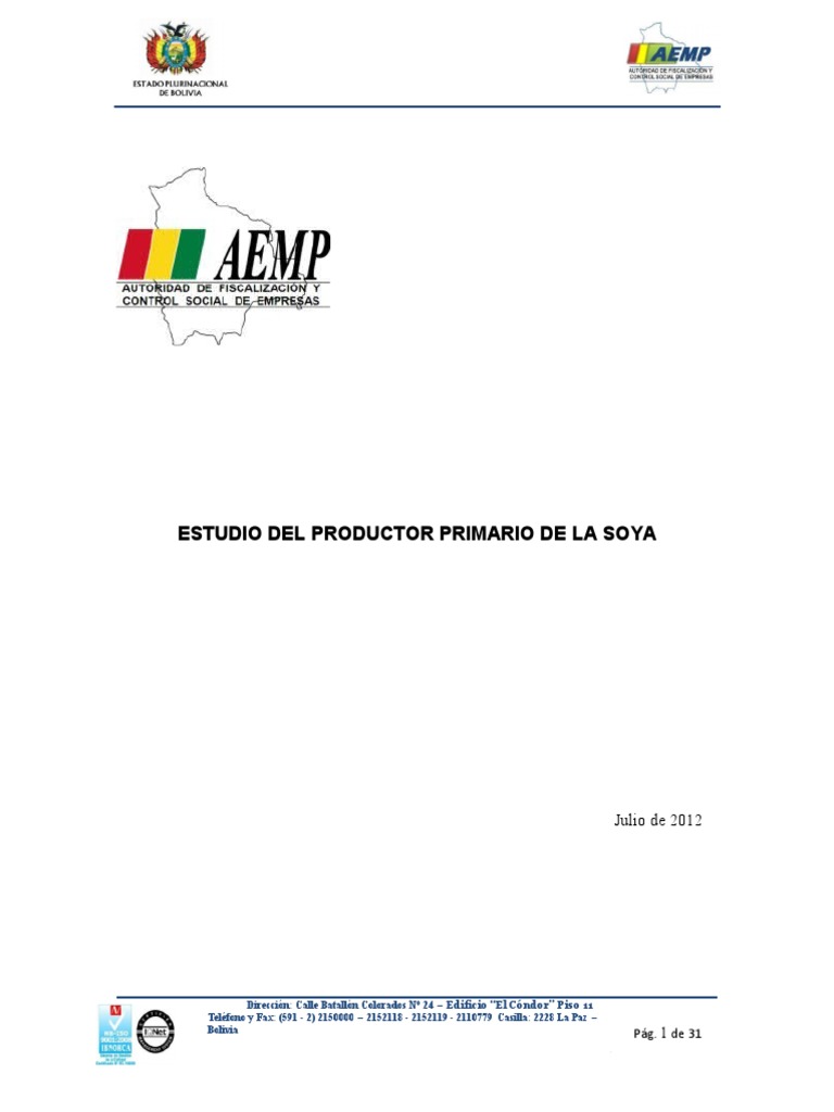 Estudio Del Productor Primario de La Soya | PDF | Agricultura | Haba de ...