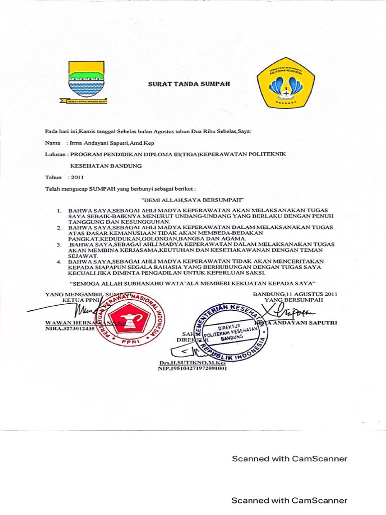 Surat Sumpah Irma BR | PDF
