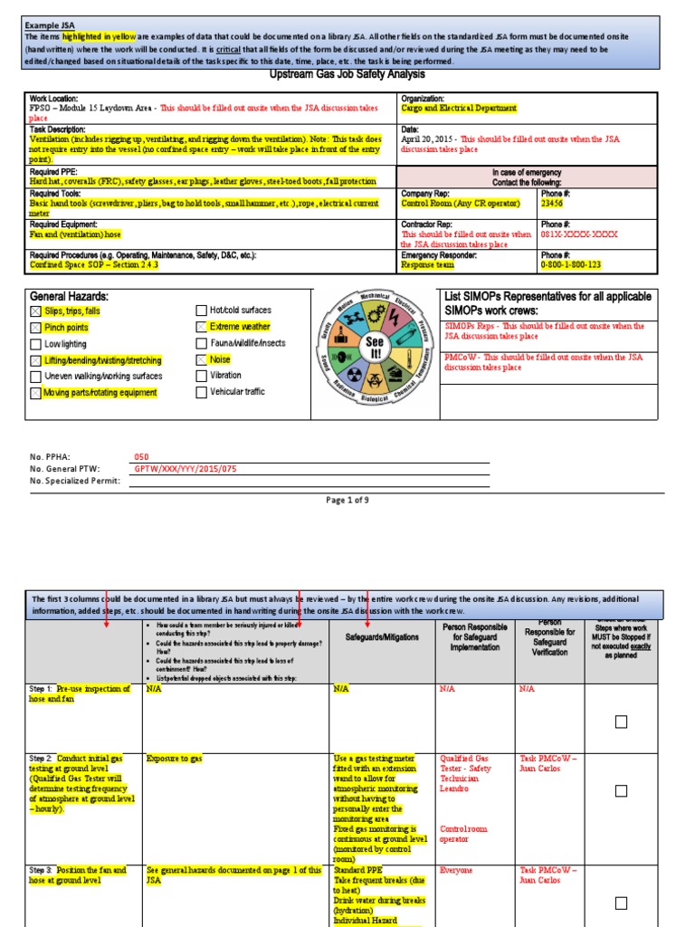 JSA Form English - Example | PDF | Personal Protective Equipment ...
