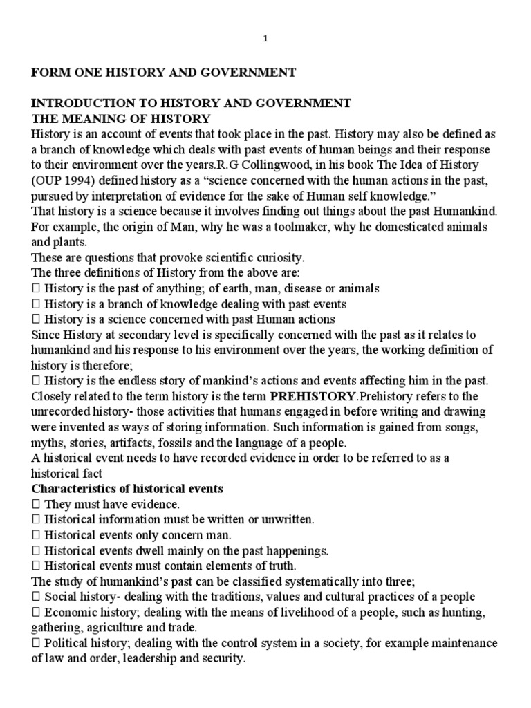 History Notes Form 1 4 Booklet | PDF | Archaeology | Natural Selection