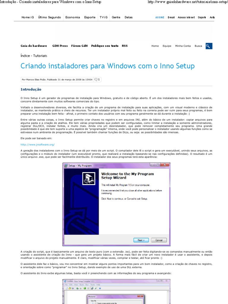 Introdução - Criando instaladores para Windows com o Inno Setup | PDF ... Introdução - Criando instaladores para Windows com o Inno Setup | PDF ...