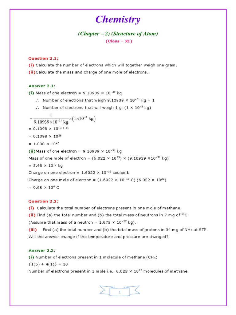 Chemistry Chapter 2 | PDF