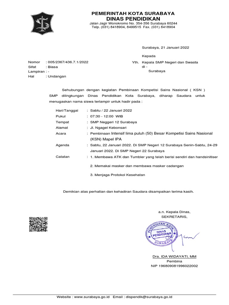 Undangan KSN Mapel IPA | PDF