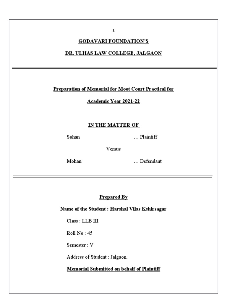 Moot Court Project-1 Final - 1 | PDF