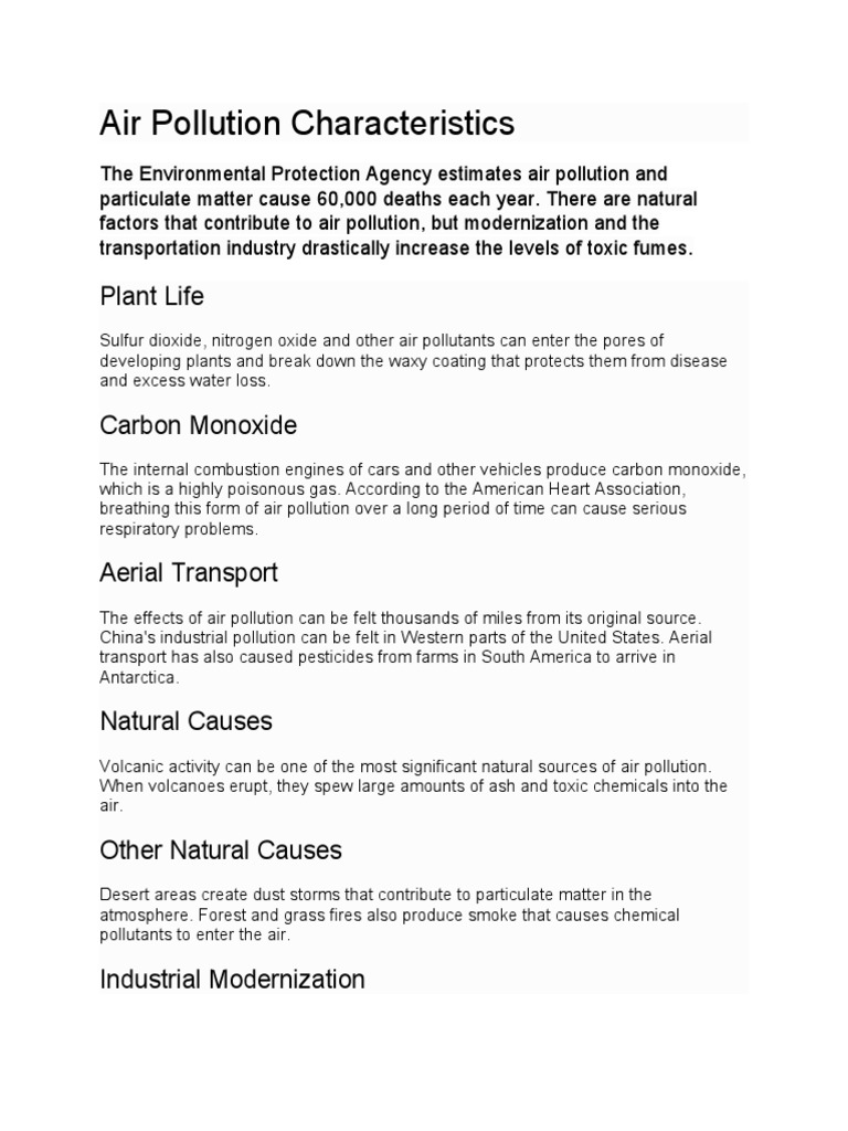 Air Pollution Characteristics | PDF | Smog | Air Pollution