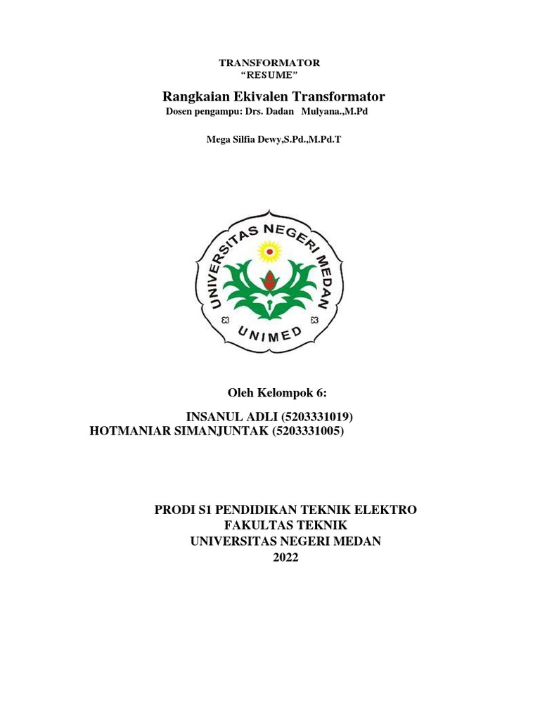 RESUME TRANSFORMATOR KELOMPOK6 PTE-A-dikonversi-dikonversi | PDF