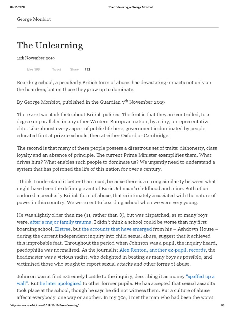 The Unlearning - George Monbiot | PDF