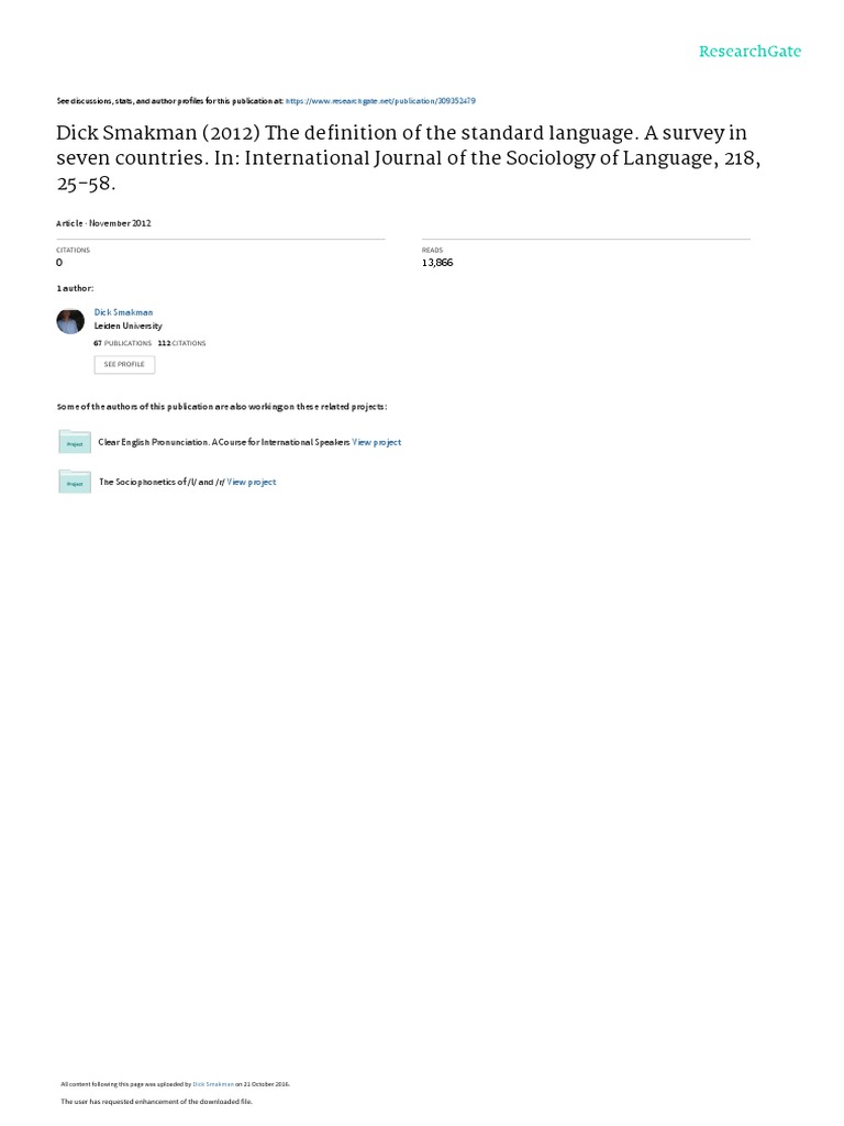 Standard Language | PDF | English Language | Dialect