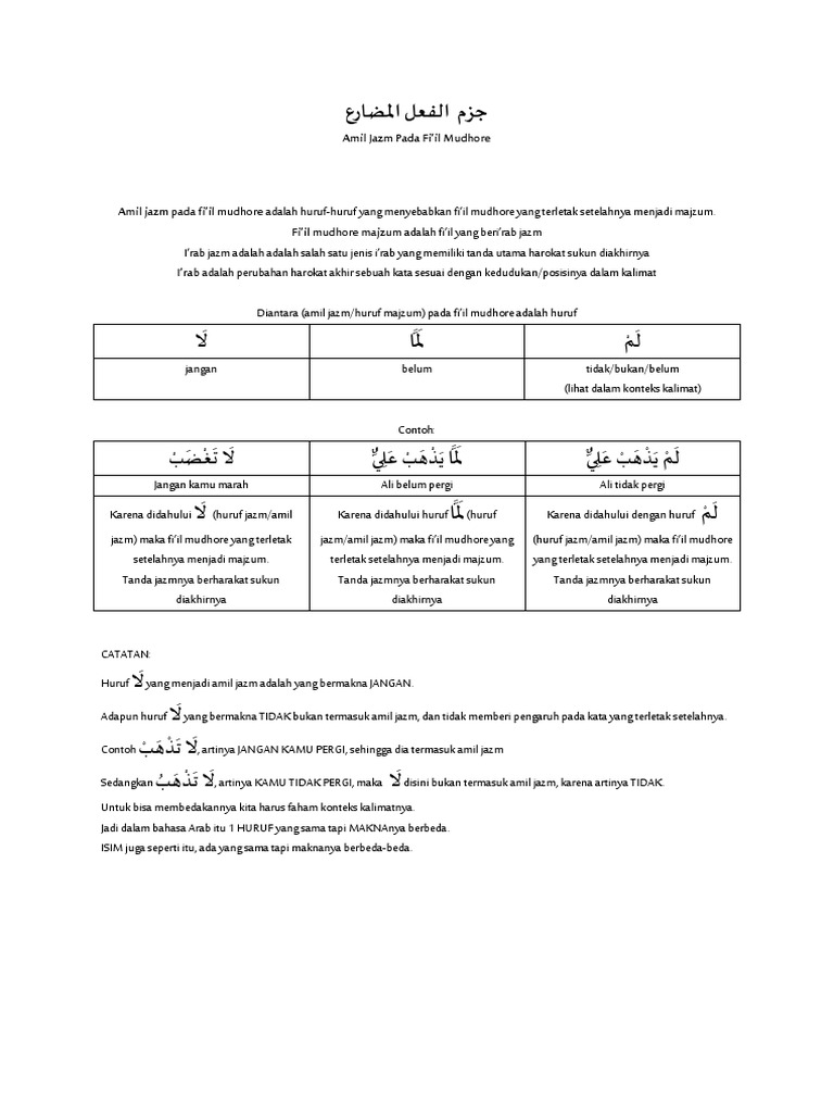 Materi Ke 8 Amil Jazm Pada Fi'il Mudhore | PDF