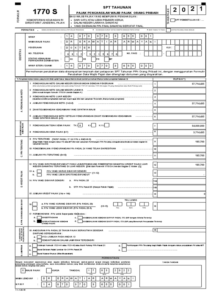 Formulir SPT 1770 S | PDF