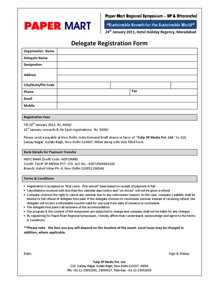 Symposium Registration Form | PDF | Services (Economics) | Payments
