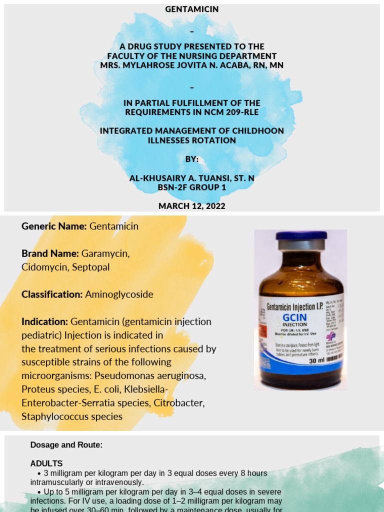Gentamicin _ a Drug Study Presented to the Faculty of the Nursing ...