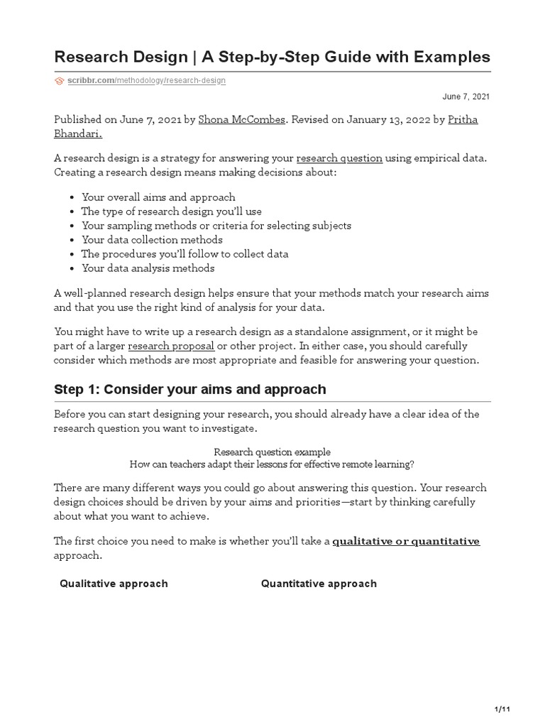 Research Design A Step-by-Step Guide With Examples | PDF
