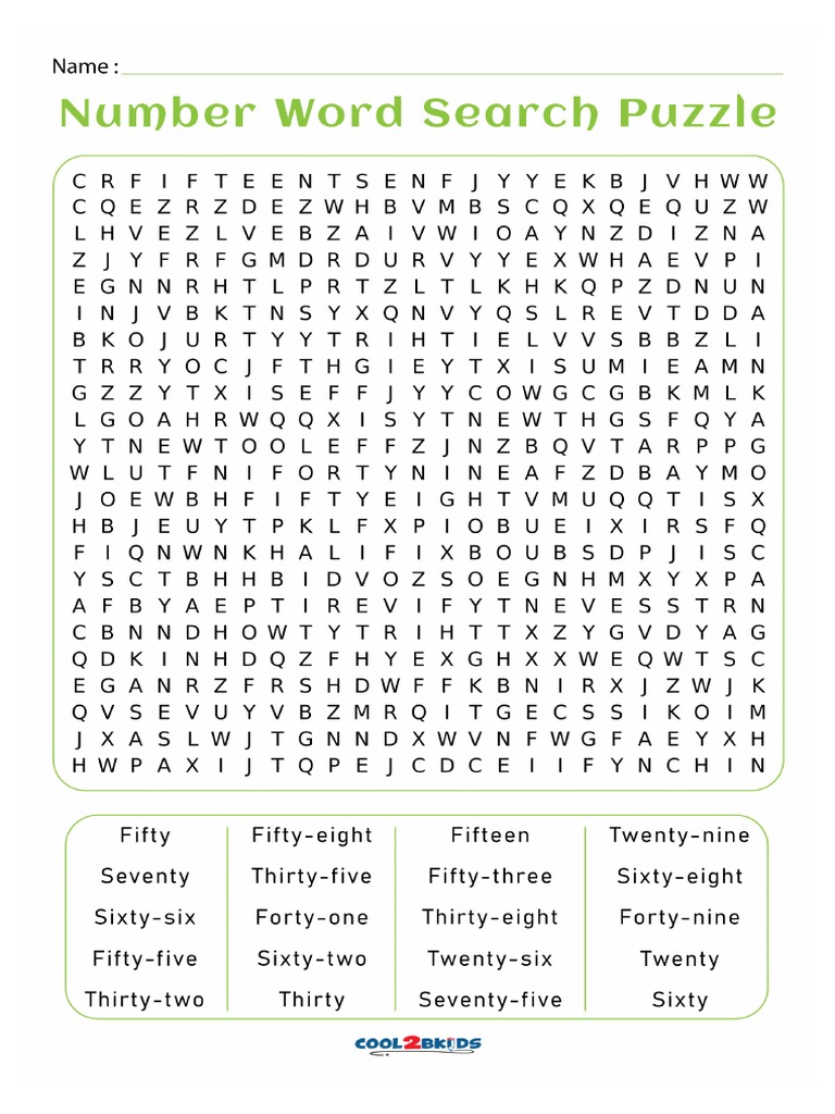 Number Word Search Puzzles | PDF
