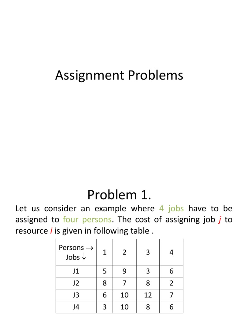 4 Assignment Problem | PDF | Mathematical Optimization | Computational Science