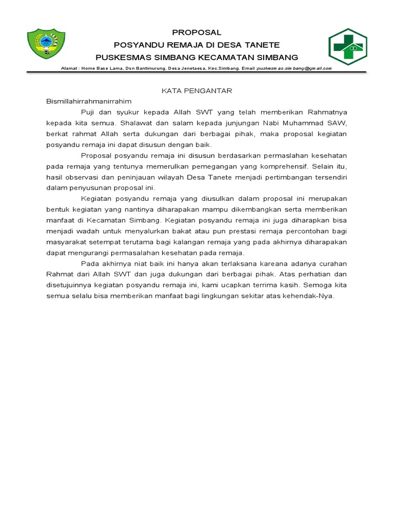 Proposal Posyandu Remaja 2021 | PDF