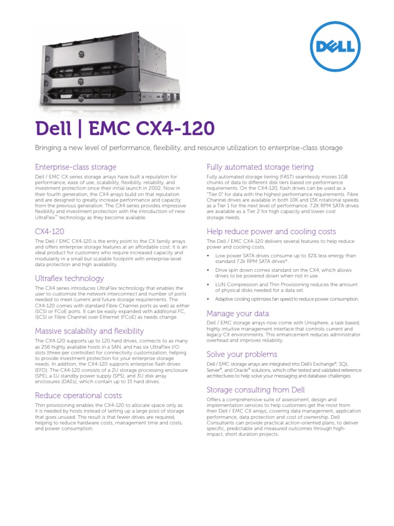 Dell Emc Cx4-120 Spec Sheet | PDF | Computer Architecture | Electronic Engineering