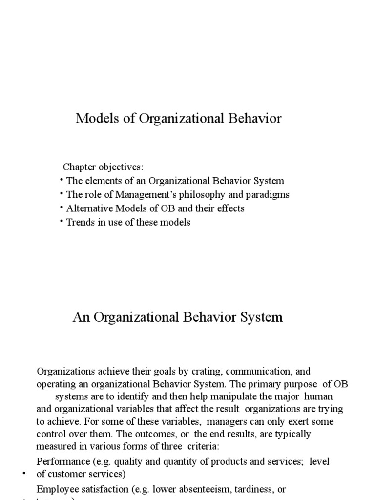 Models of Organizational Behavior-Brief | PDF | Employment ...