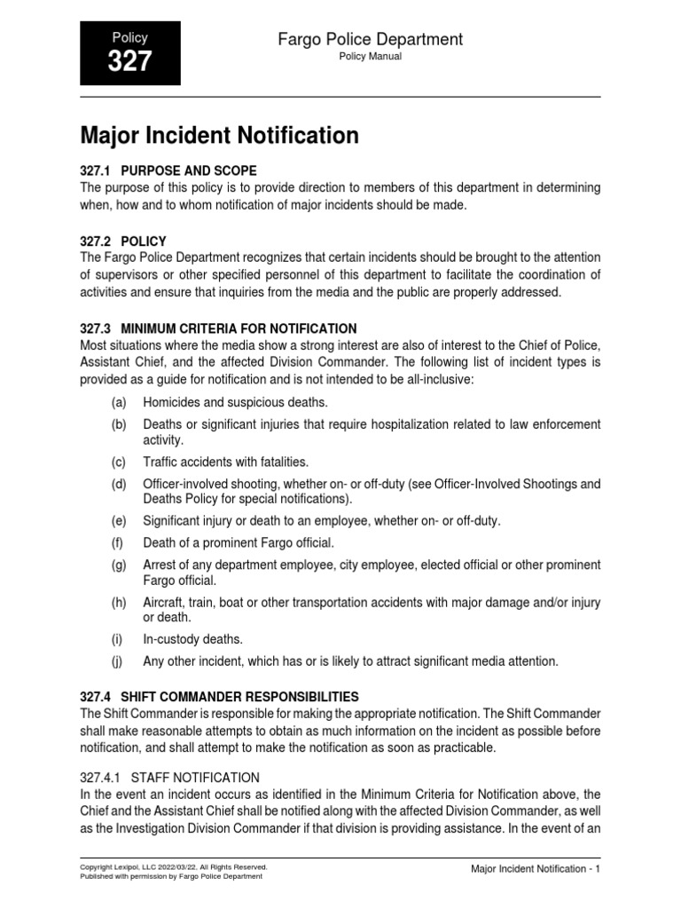 Major Incident Notification | PDF | Police | Emergency Services