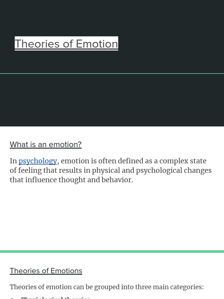 Theories of Emotion | PDF