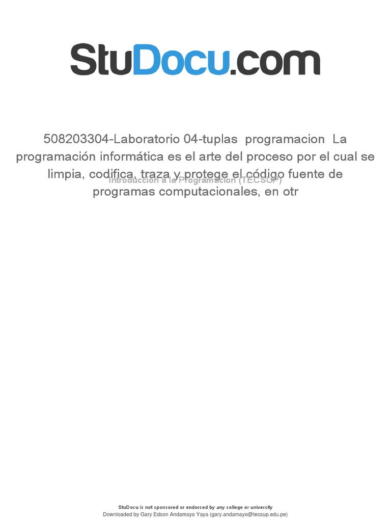 Tecsup Tuplas Progrmacion | PDF