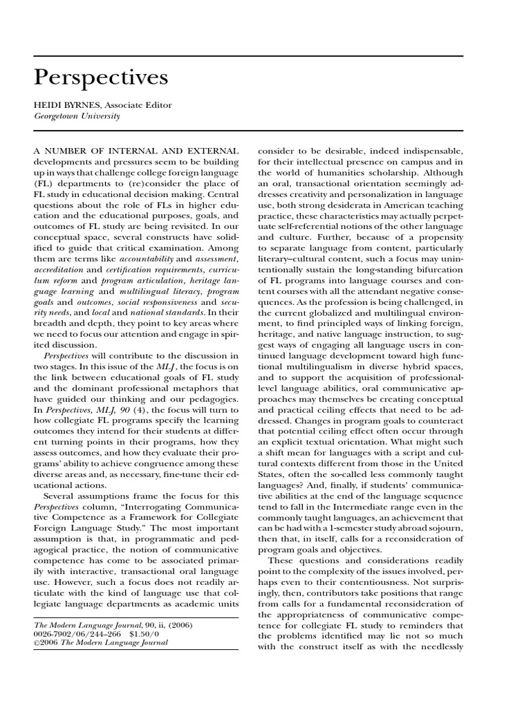 Kramsch, Claire. From Communicative Competence To Symbolic Competence | PDF