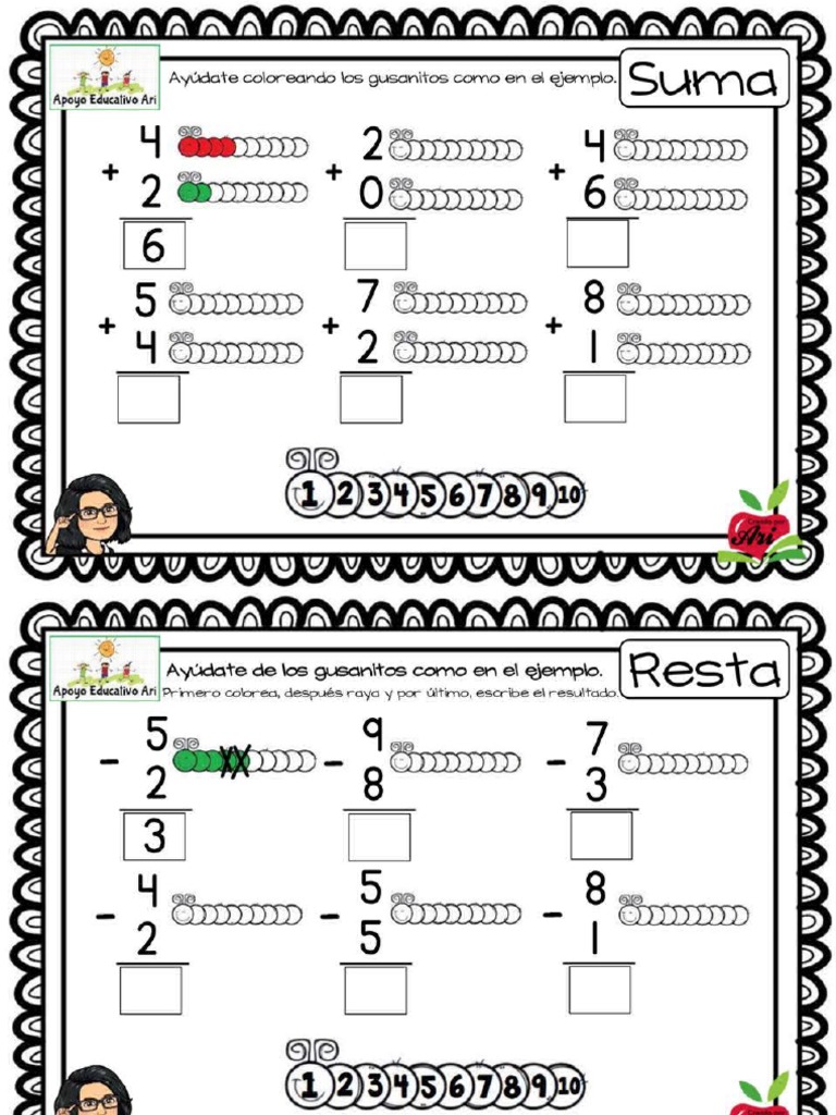 Sumas y Restas Con Apoyo Visual Recopilado Por Materiales Educativos ...