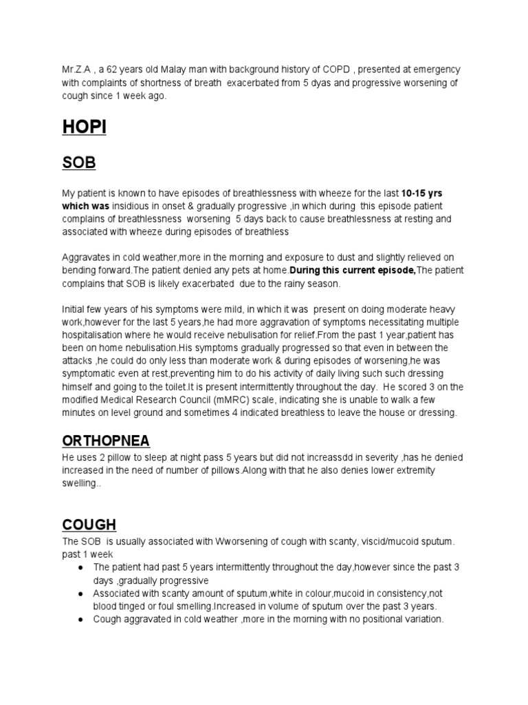 COPD Case Presentation 1 | PDF | Chronic Obstructive Pulmonary Disease ...
