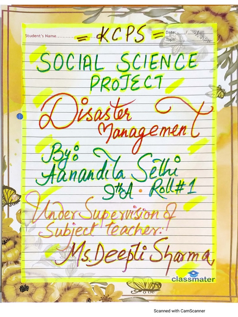 Aanandita SSty Project Disaster Management 9a Roll#1 | PDF