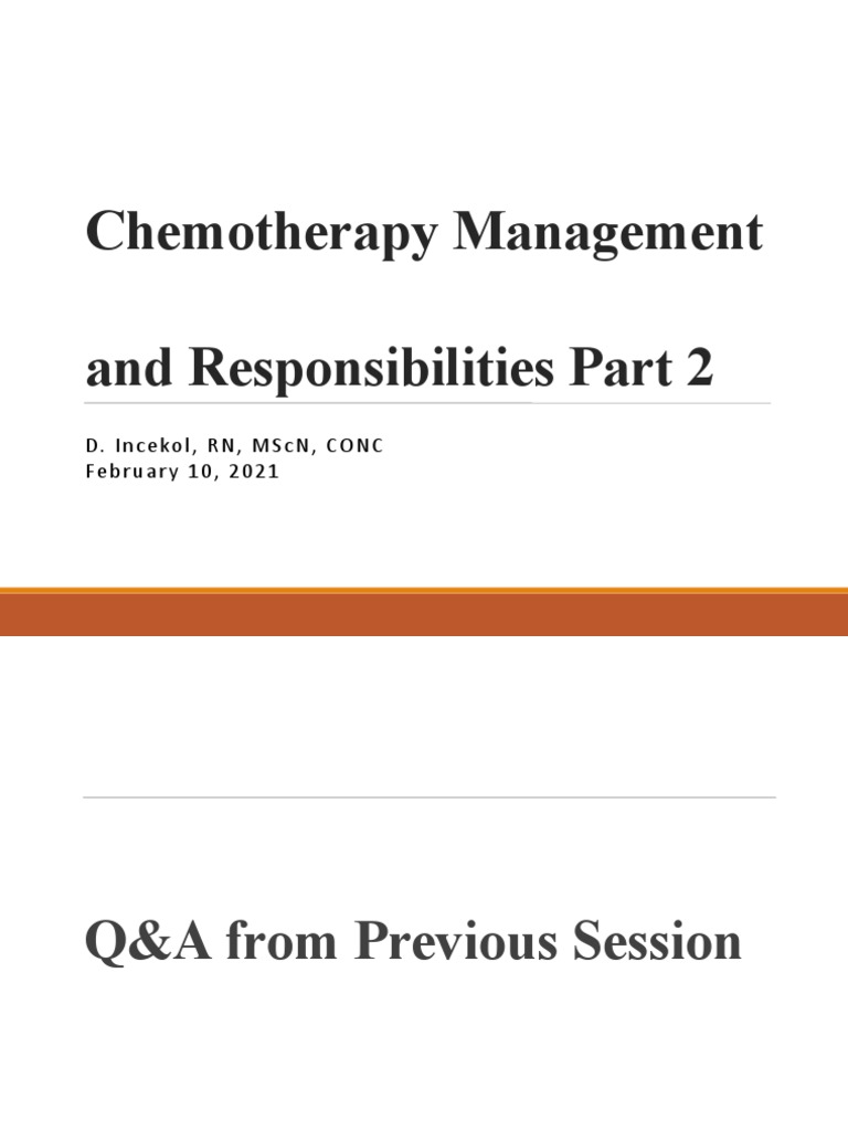 Chemo PT 2 PPT - Lecture 3 For Oncology Nursing Course | PDF