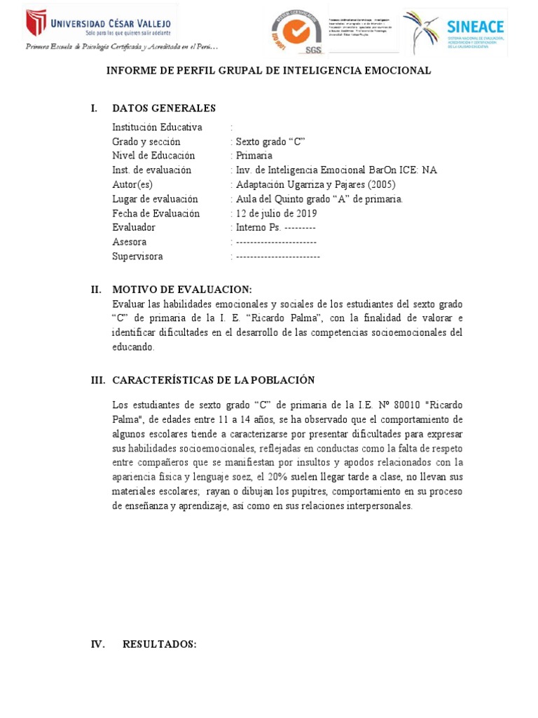 Perfil Grupal de Inteligencia Emocional | PDF