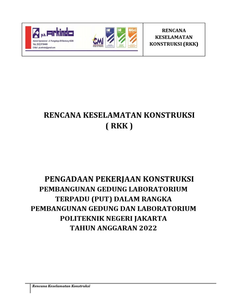 B.5. Rencana Keselamatan Konstruksi - RKK | PDF