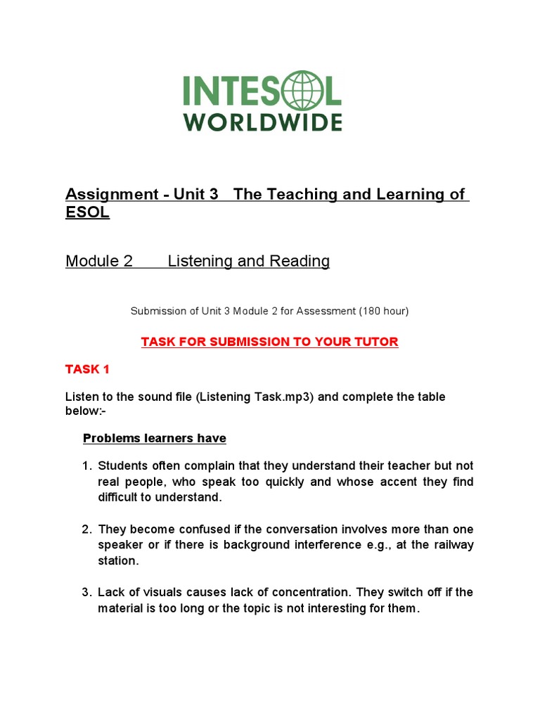ESOL Module 2: Listening Strategies | PDF