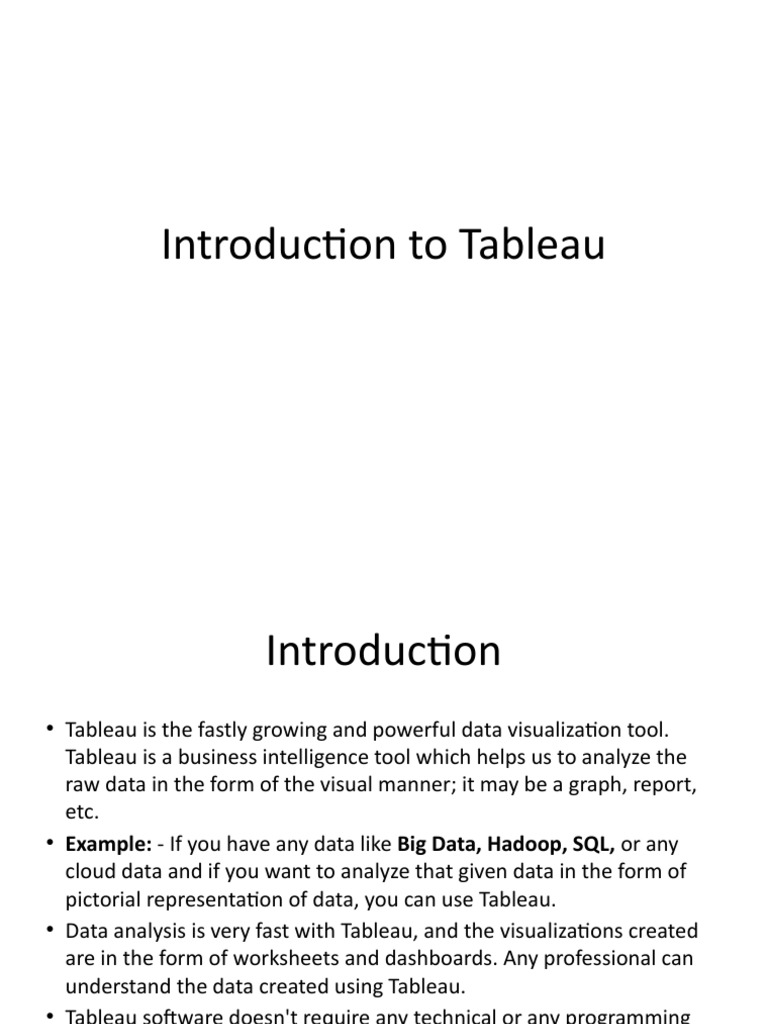 Introduction To Tableau | PDF | Databases | Business Intelligence