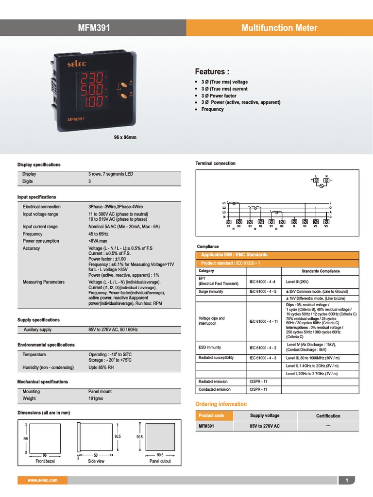 MFM391 Datasheet | PDF | Metrology | Electromagnetism