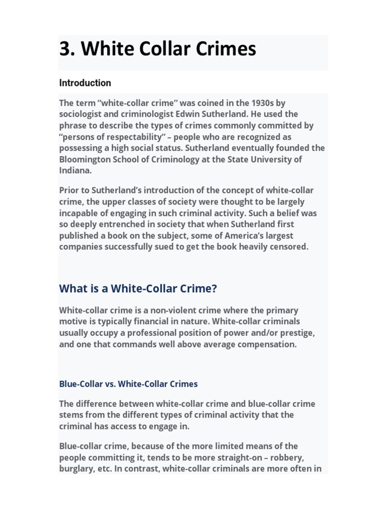 White Collar Crimes | PDF